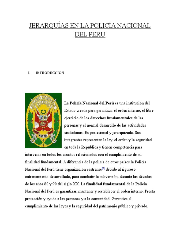 Jerarquías en La Policía Nacional Del Peru | Oficial general | Oficial ...