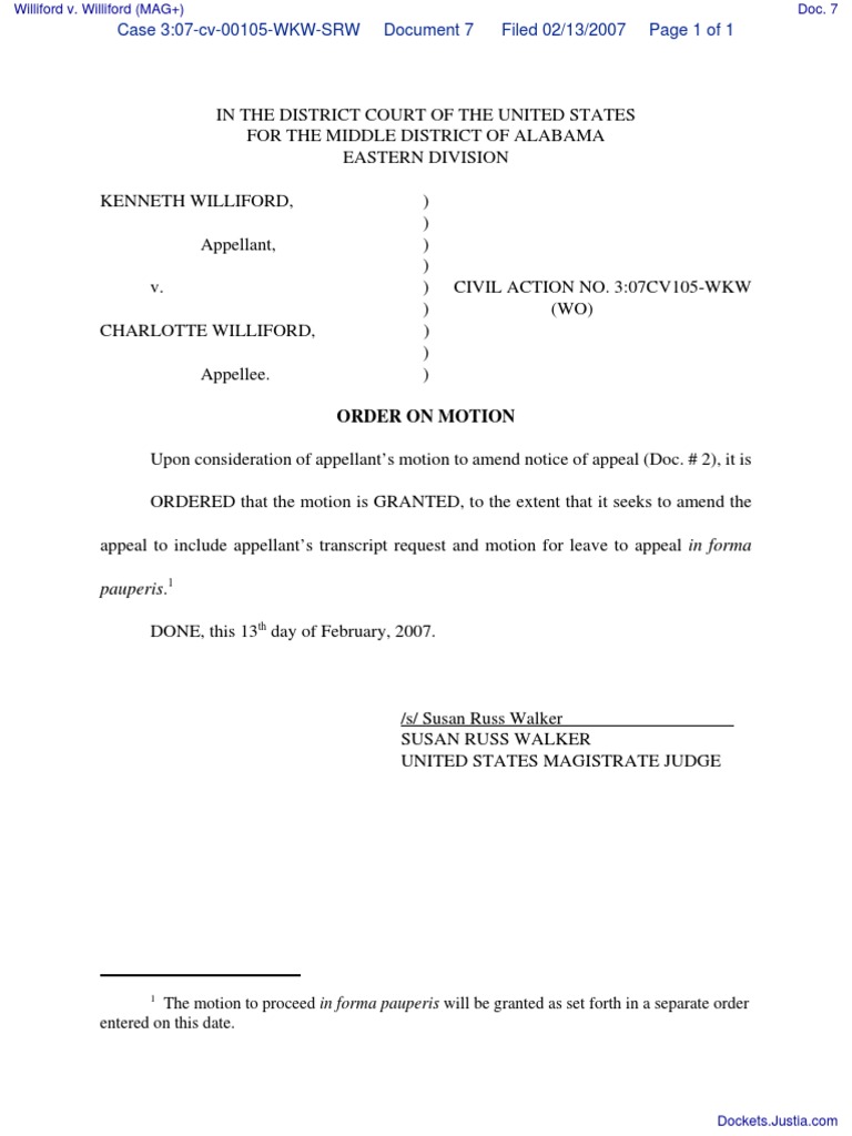 Williford v. Williford (MAG+) - Document No. 7 | PDF