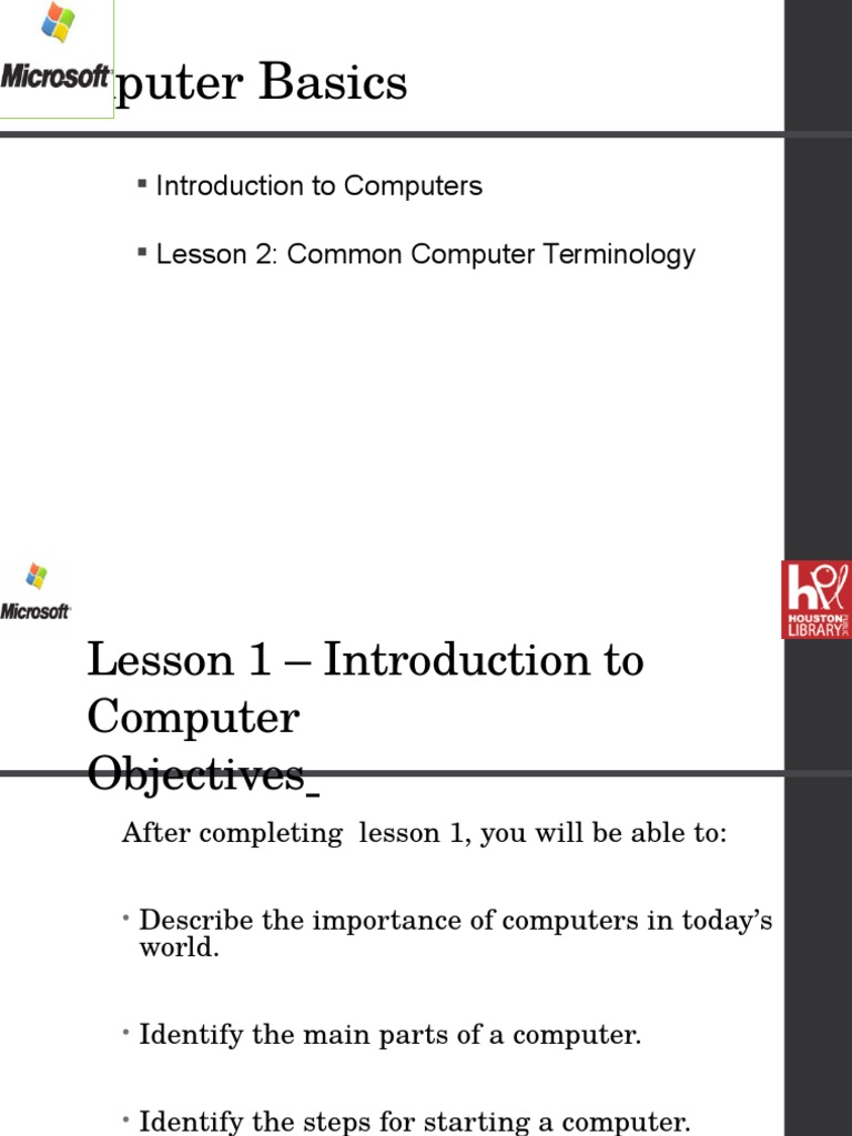 Computer Basics: Introduction To Computers Lesson 2: Common Computer ...
