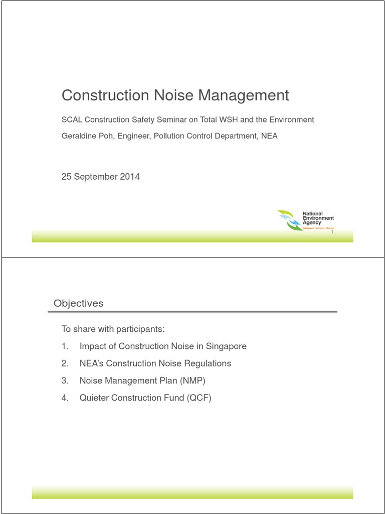 Singapore Construction Noise Management | PDF | Noise | Sound