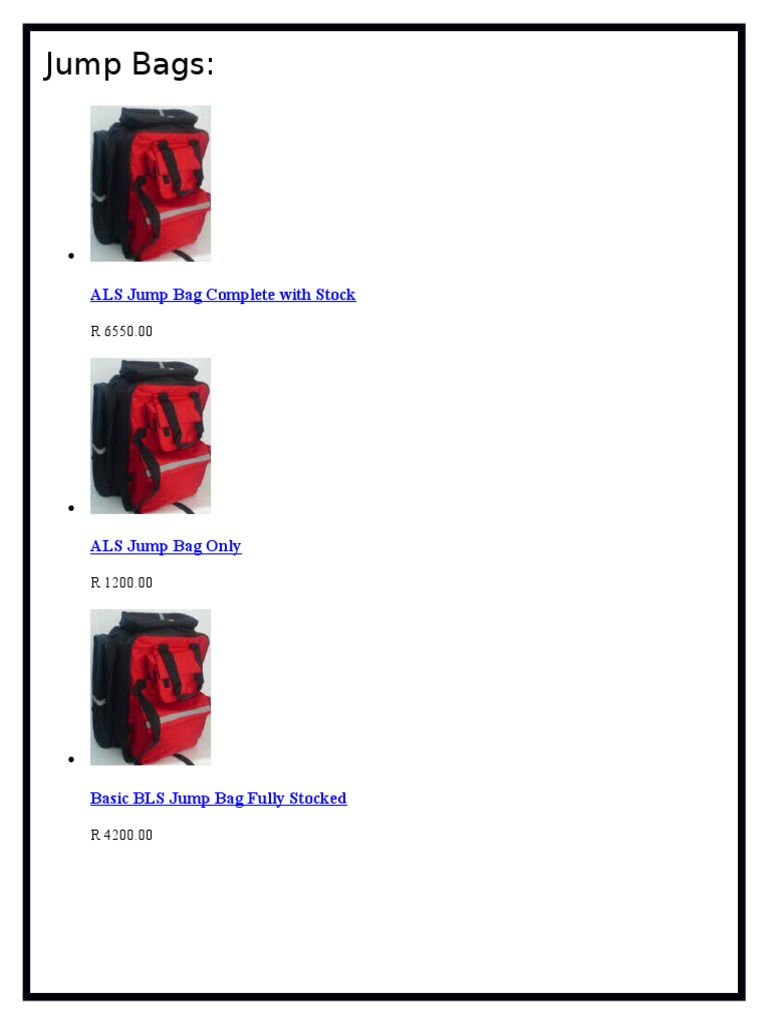 Comprehensive Jump Bag Options | PDF | Professional Titles And ...