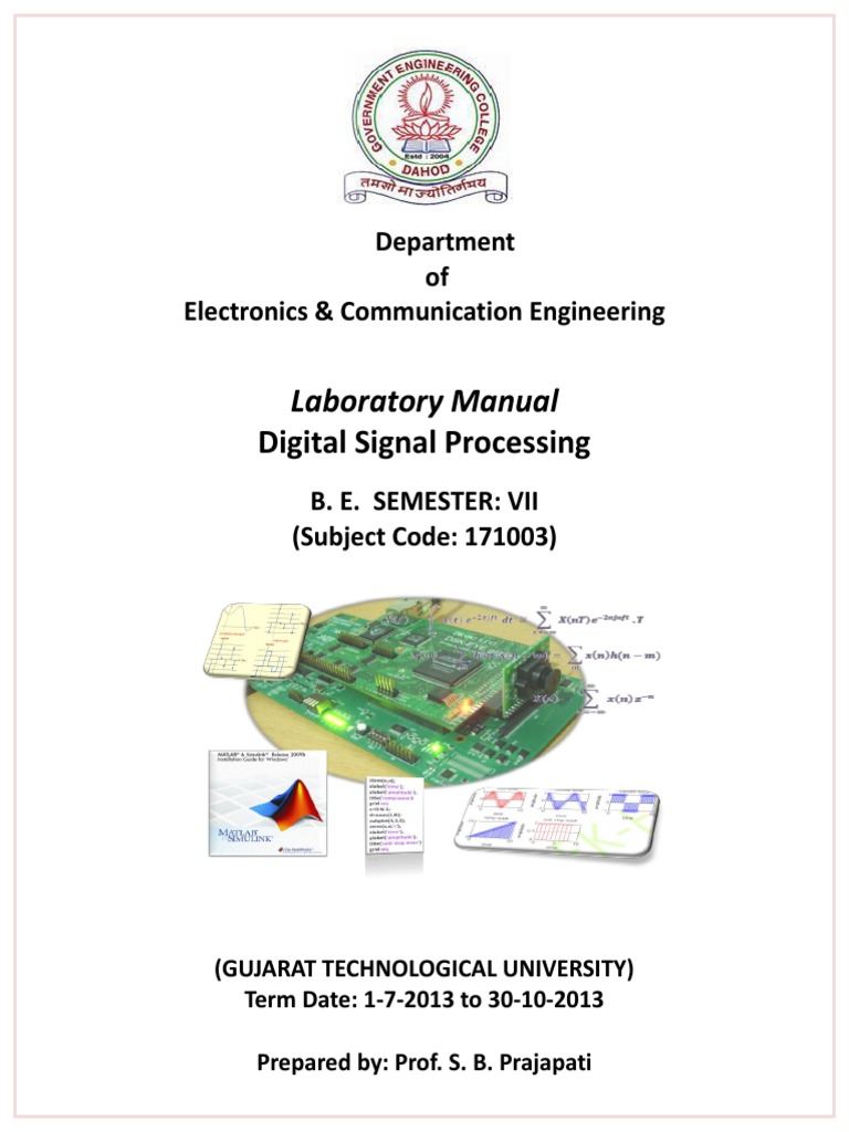 DSP Lab Manual GEC Dahod 1 | PDF | Matrix (Mathematics) | Filter (Signal Processing)