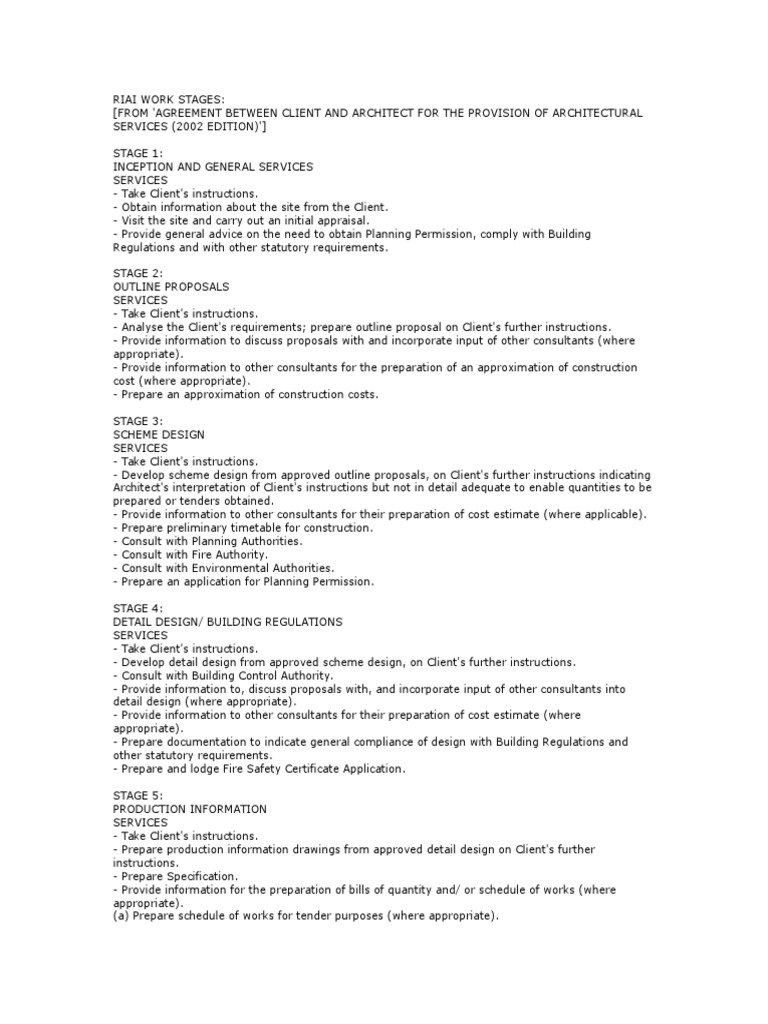 Architectural Projects: Work Stages | PDF | General Contractor | Architect