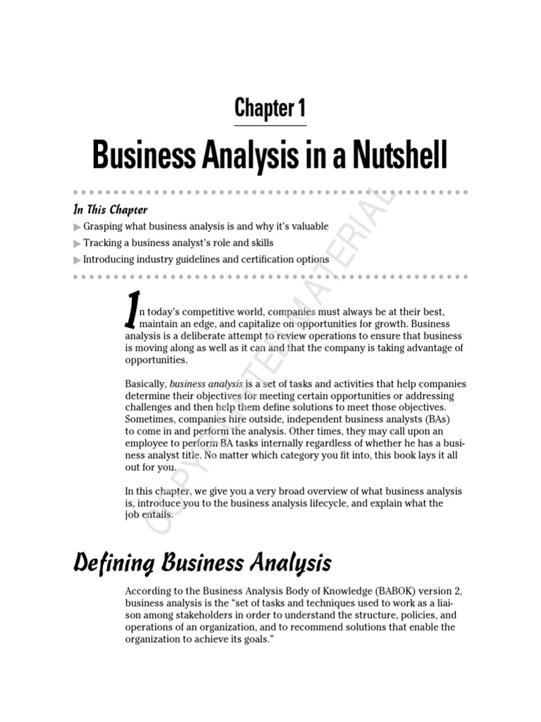 Overview of Business Analysis Basics | PDF | Business Analysis ...