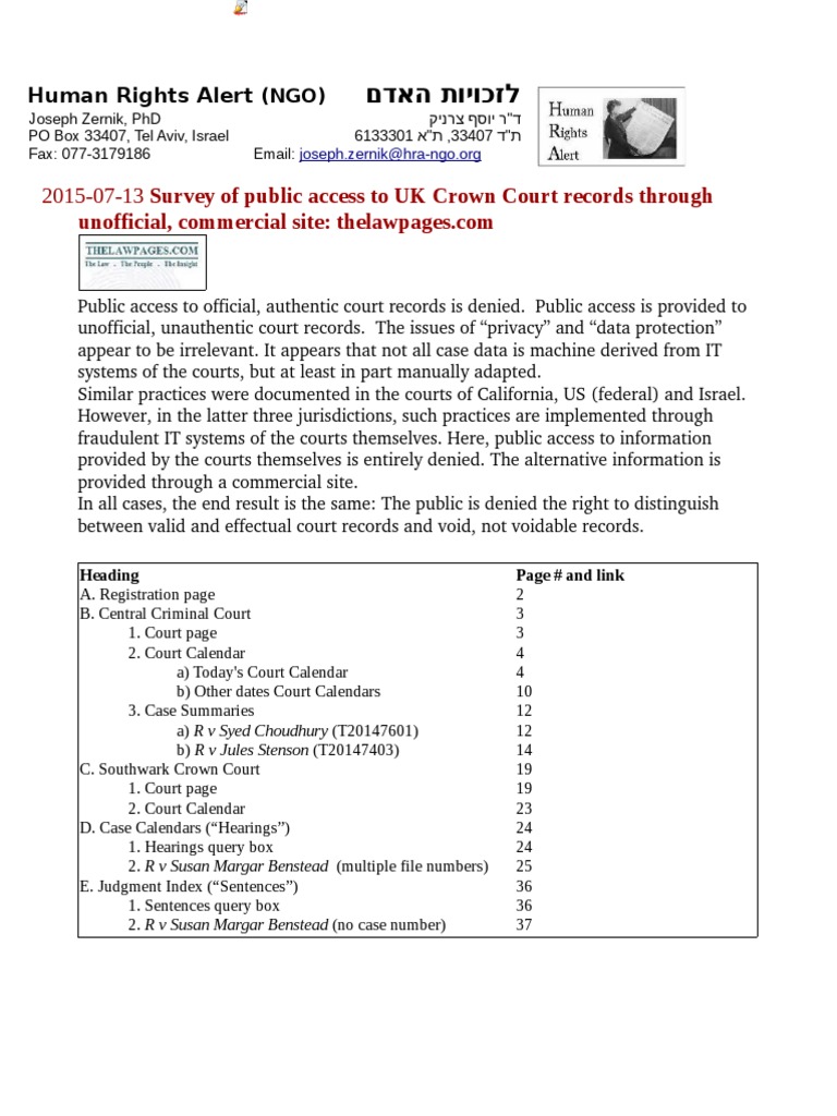 2015-07-13 Survey of Public Access To UK Crown Court Records Through ...