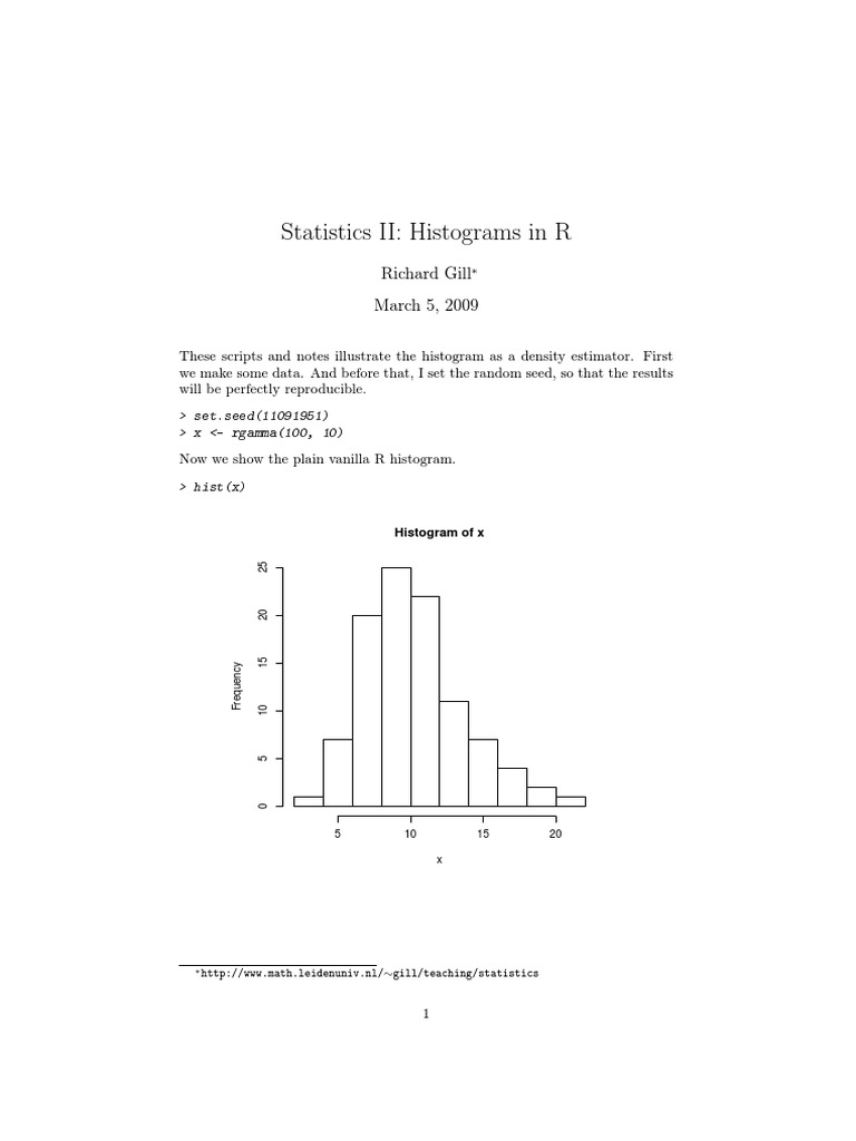 R Histograms: Density Estimation Techniques | PDF | Computers