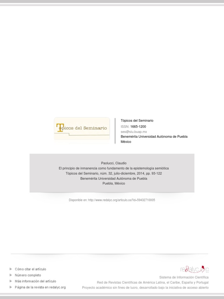 El Principio de Inmanencia Como Fundamento de La Epistemología ...