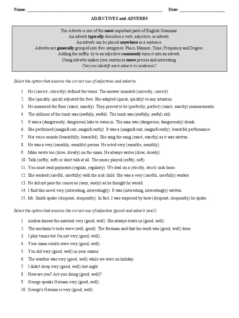 10 Adjectives and Adverbs | PDF | Adverb | English Grammar