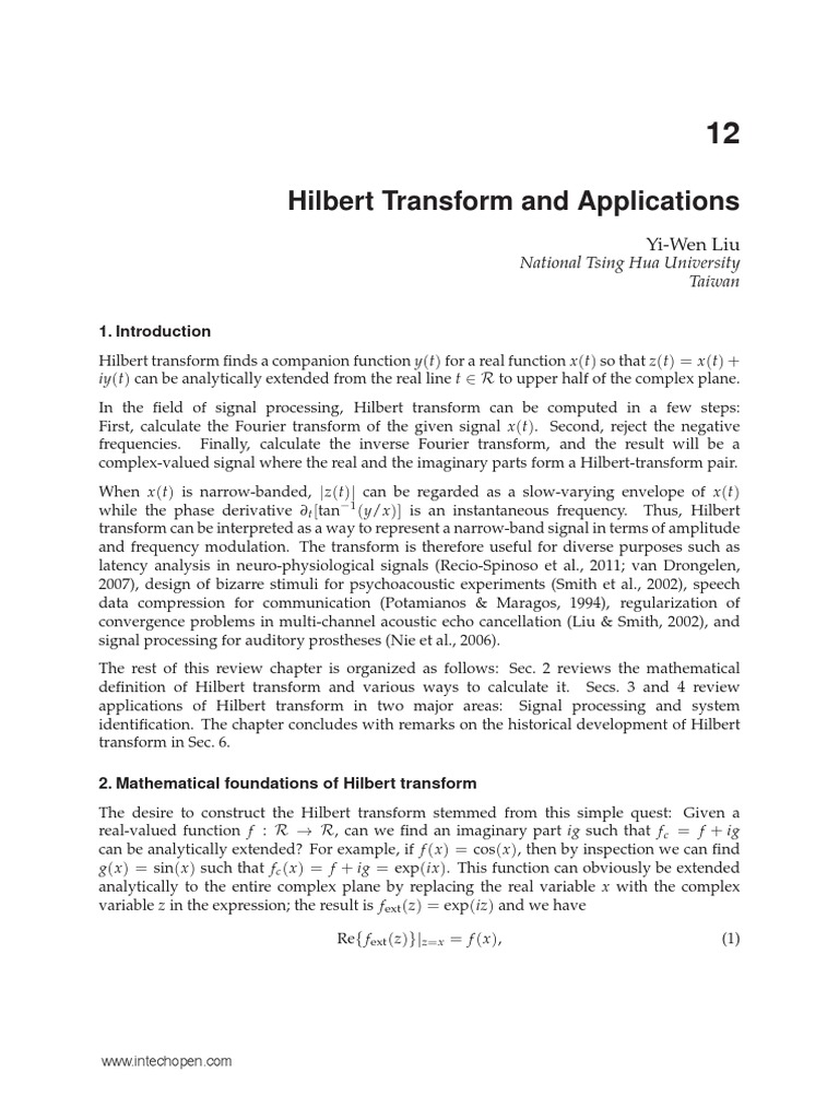 Hilbert Transform and Applications | PDF | Sampling (Signal Processing) | Signal Processing
