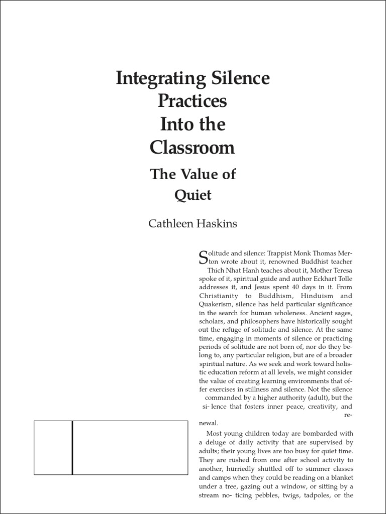 Integrating Silence Practices | PDF | Mindfulness | Classroom