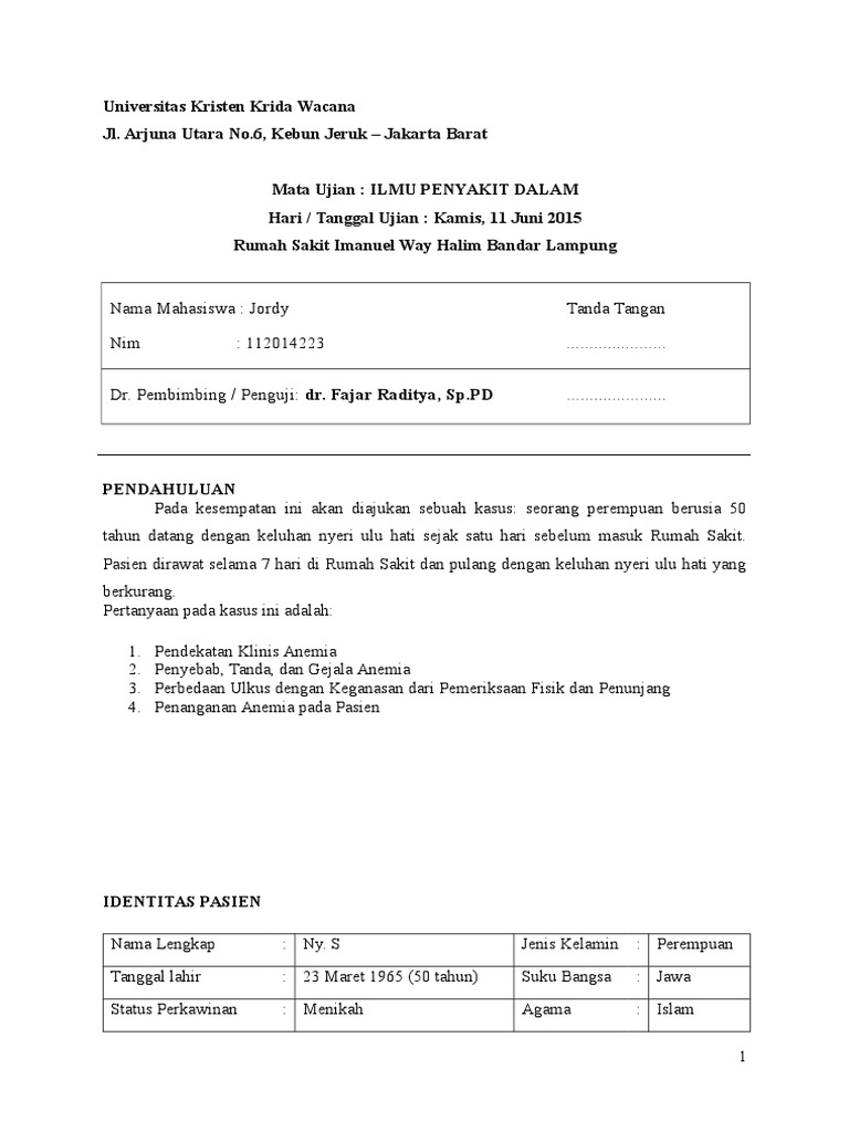 Anemia Ec Ulkus Gaster | PDF