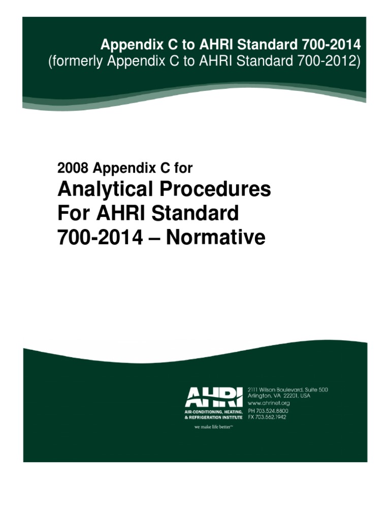 AHRI 2008 Appendix C To 700-2014 | PDF | Gas Chromatography ...