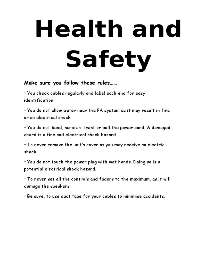PA System Safety Guidelines | PDF