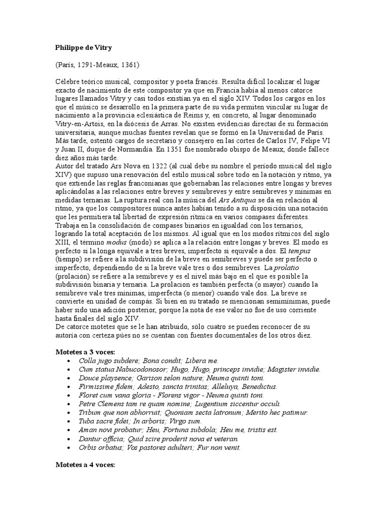 Philippe de Vitry | PDF | Ritmo | Musicología