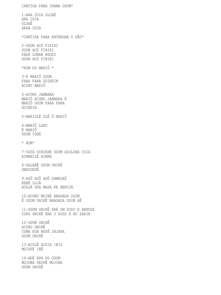 Cantigas de Ogun | PDF