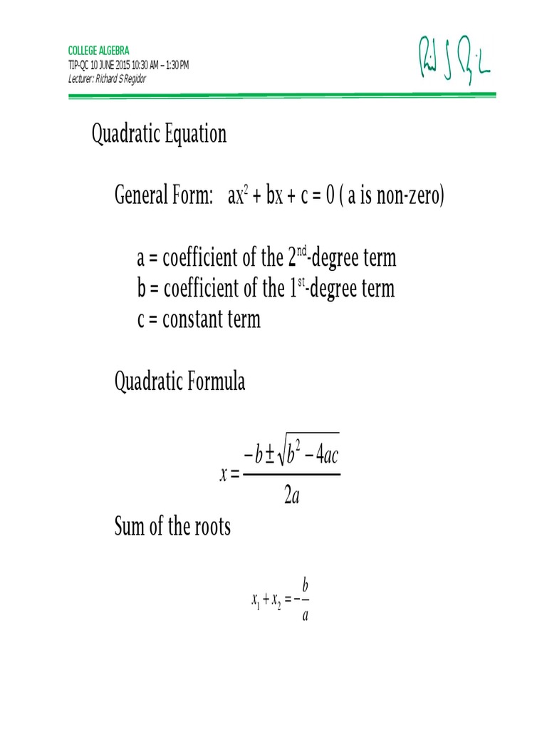 Algebra | Fraction (Mathematics) | Quadratic Equation