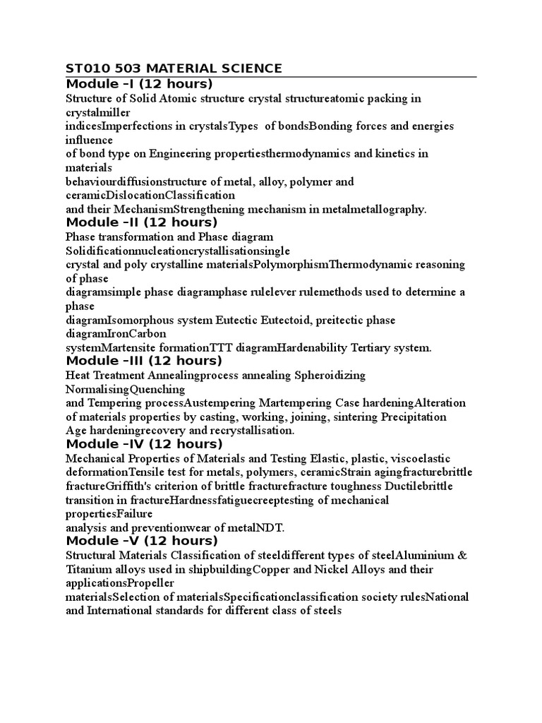 Material Science Syllabus Ffor Naval Architects Mahatma Gandhi ...