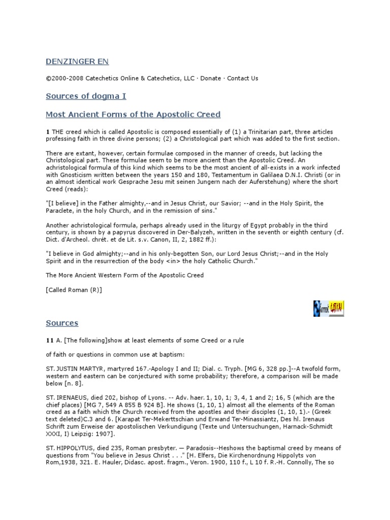 Denzinger Enchiridion | PDF | God The Father | God In Mormonism