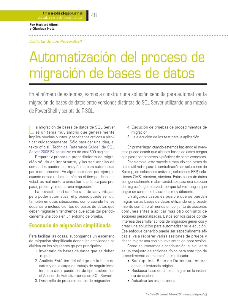 Automatizacion Del Proceso de Migracion de Bases de Datos | Descargar ... Automatizacion Del Proceso de Migracion de Bases de Datos | Descargar ...