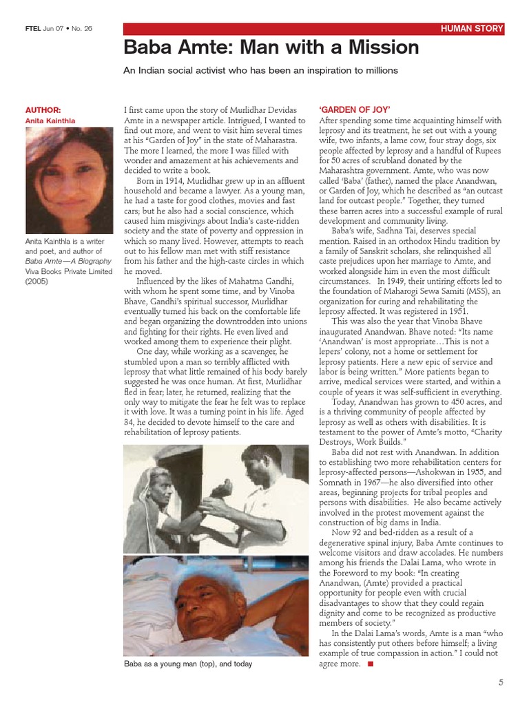 Baba Amte: A Life of Service and Impact | PDF | Religion And Belief