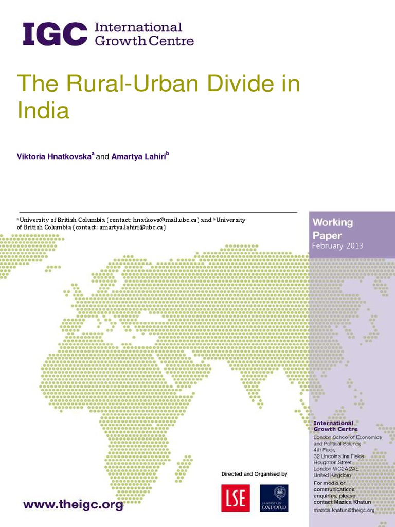 The Rural-Urban Divide in India (March 2012 Report) | Economic ...