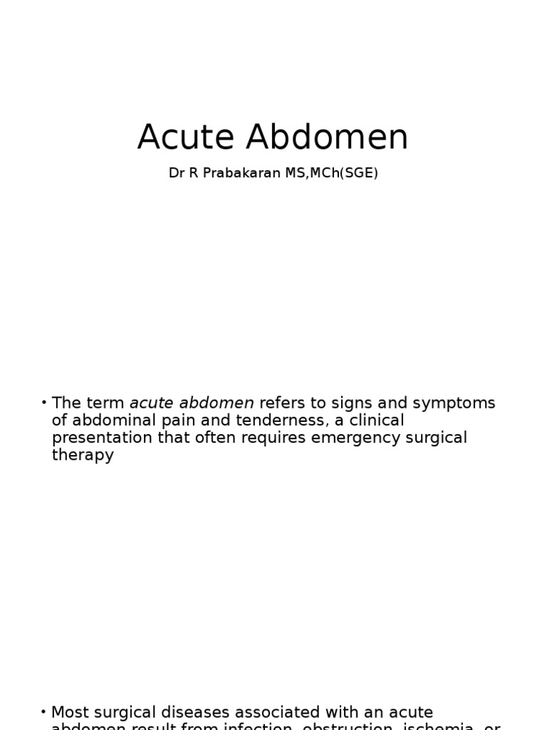 Acute Abdomen: DR R Prabakaran MS, MCH (Sge) | PDF | Clinical Medicine ...