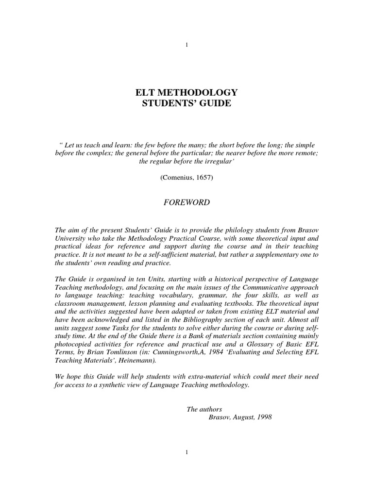 ELT Methodology Students - Guide PDF | PDF | Second Language | Language Education