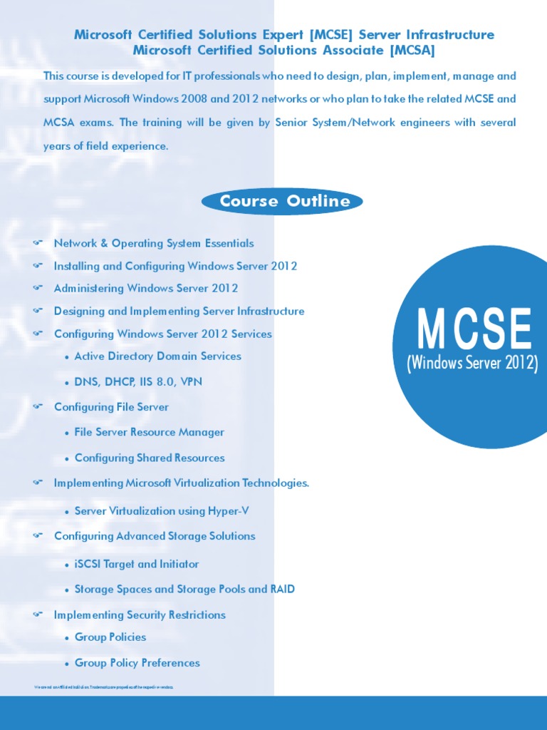 Mcse Mcse Mcse Mcse Mcse: Course Outline | PDF | Active Directory | Group Policy