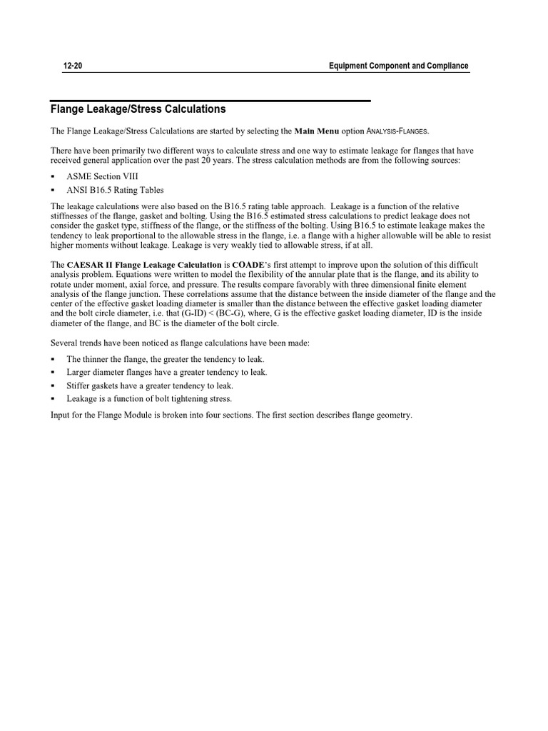 CAESAR II Flange Calc | PDF | Stress (Mechanics) | Stiffness