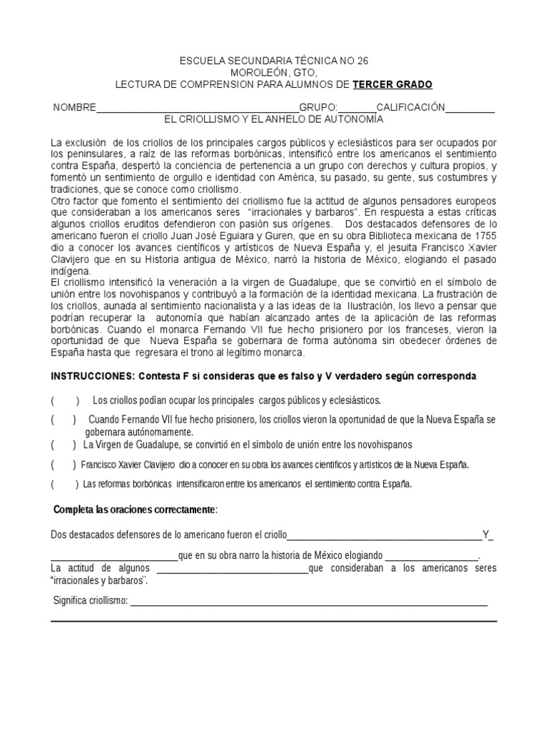 Lectura de Comprension 3ro | PDF | Nueva españa | México