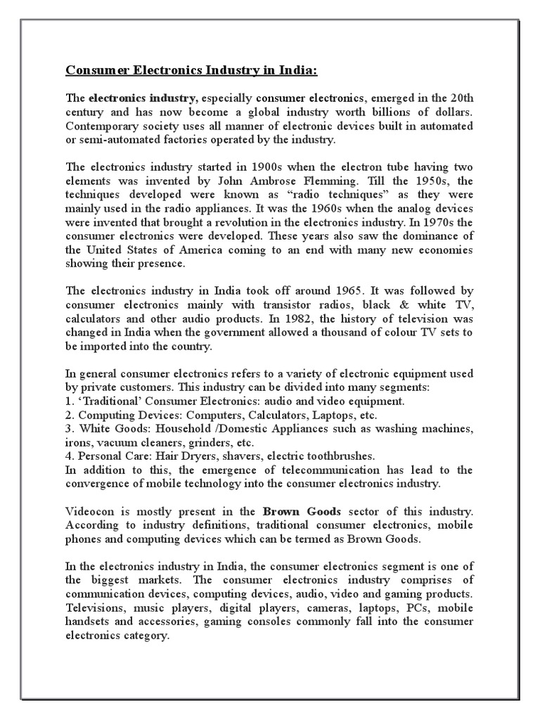 Consumer Electronics in India - Industry Analysis | PDF | Consumer ...