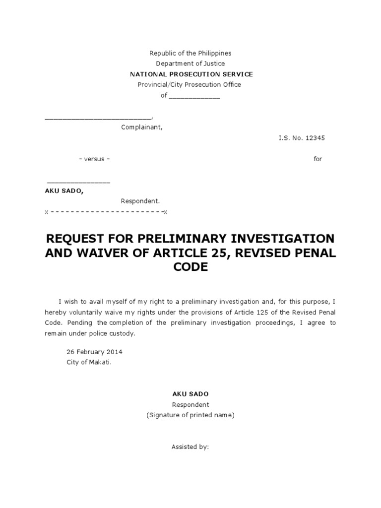 Waiver of 125 | PDF | Criminal Justice | Crime & Violence