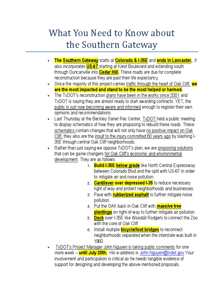 What You Need To Know About The Southern Gateway | PDF