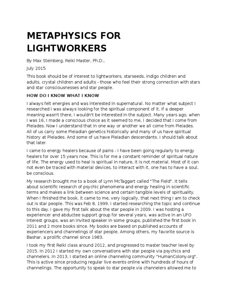 Metaphysics For Lightworkers | PDF | Soul | Reincarnation