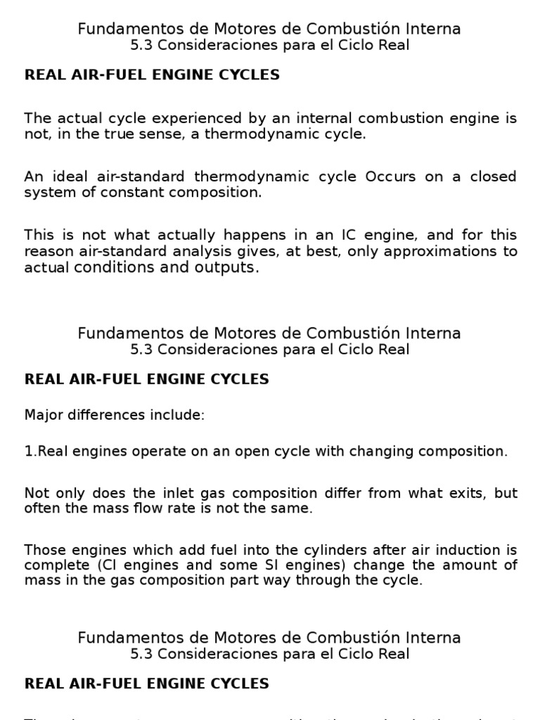 Real vs. Ideal Engine Cycles | PDF | Internal Combustion Engine ...