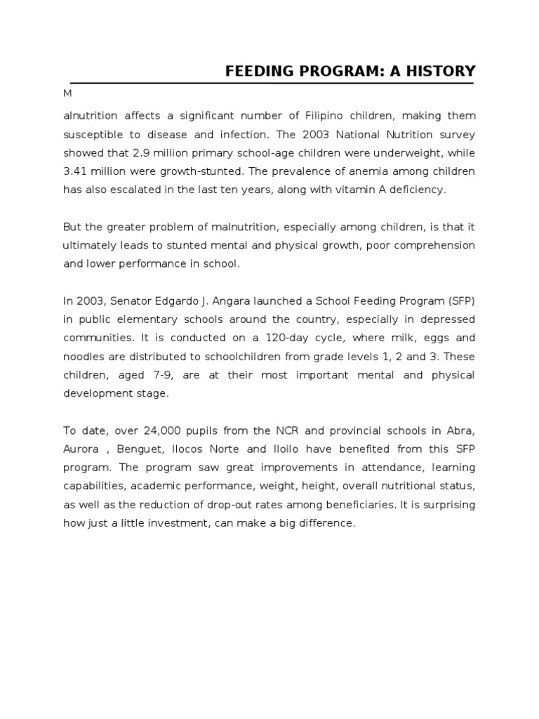 Feeding Program | Malnutrition | Nutrition