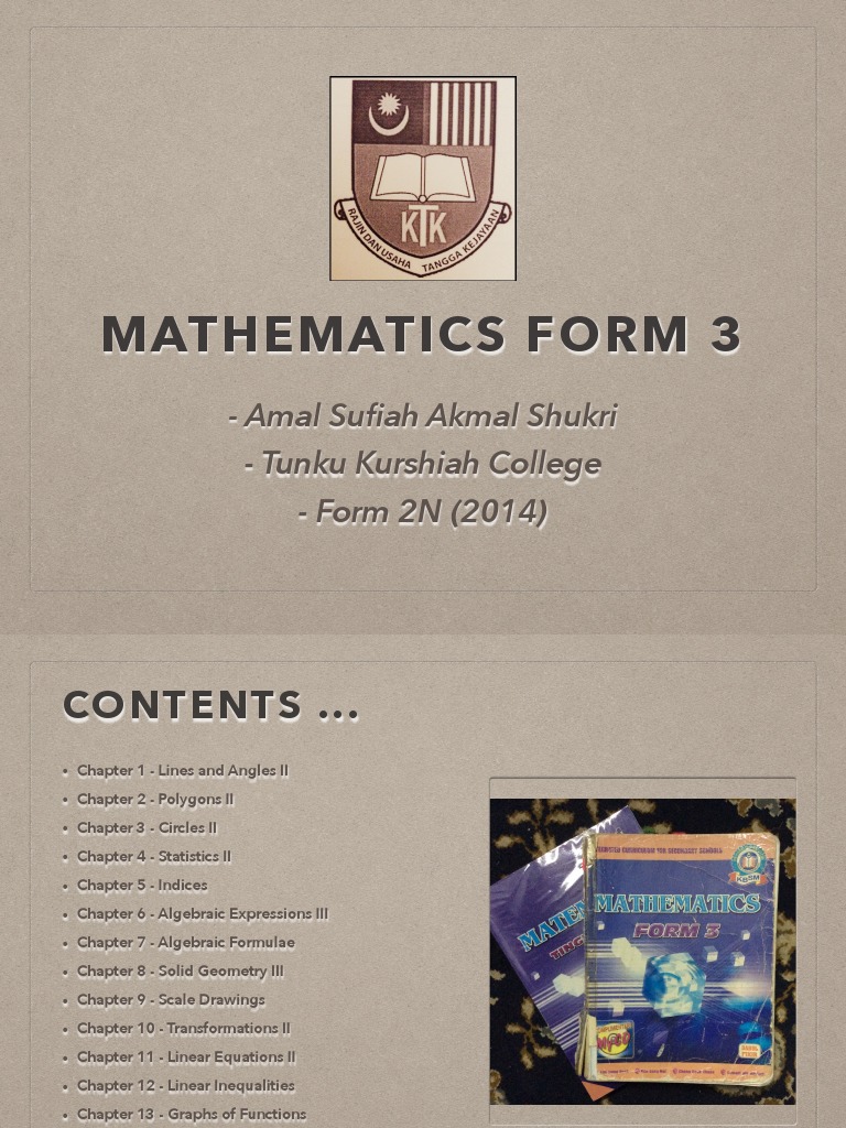 Mathematics Form 3 | PDF | Circle | Angle