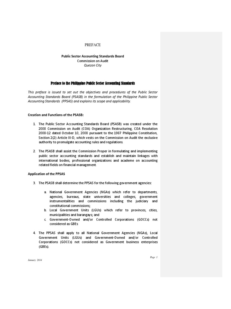 Preface To PPSAS 10-18 2013 | PDF | Financial Statement | Accounting