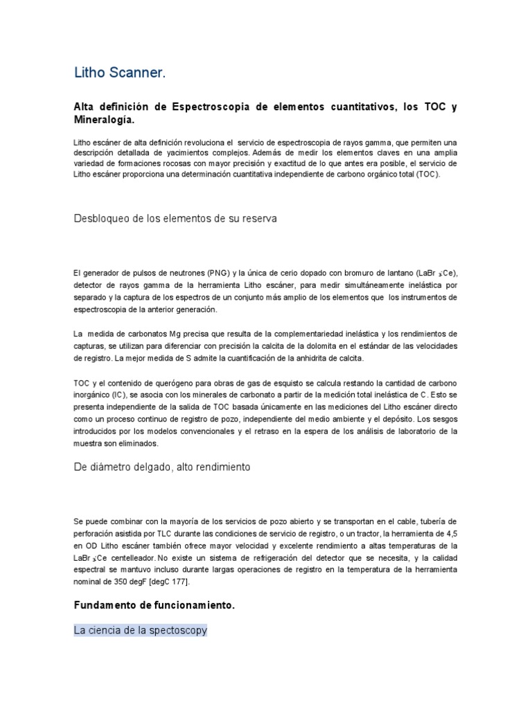 Litho Scanner | PDF | Espectroscopia | Rayo gamma