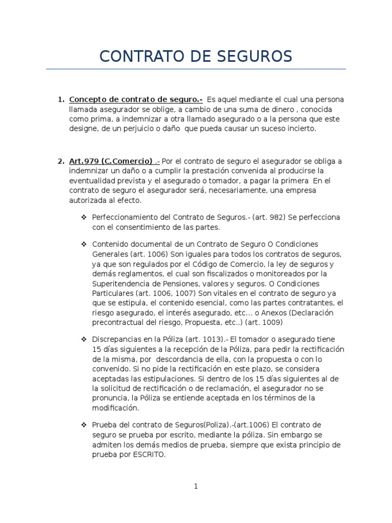 Contrato de Seguros | PDF | Póliza de seguros | Seguro