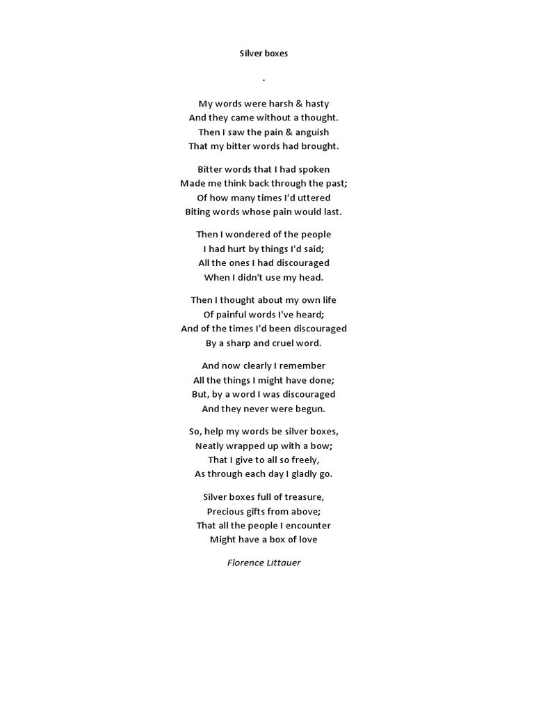 Silver Boxes: Florence Littauer | PDF