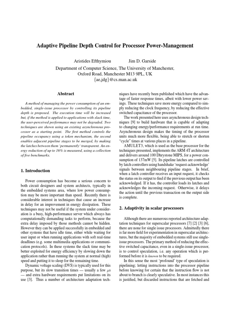 Adaptive Pipeline Depth Control For Processor Power Management | PDF | Instruction Set ...
