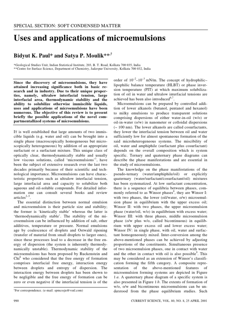 Microemulsions | PDF | Emulsion | Surfactant