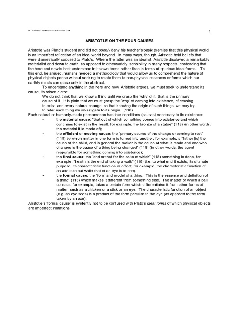 Aristotle Four Causes | PDF | Aristotle | Philosophical Movements