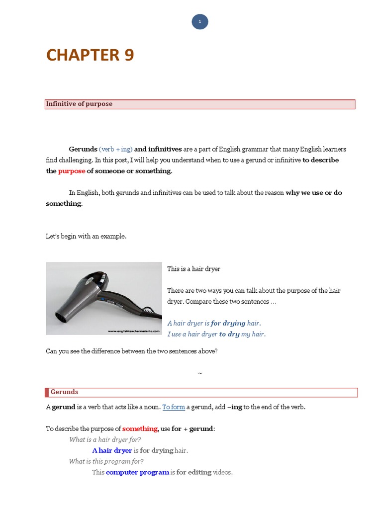 Unit 9 - Infinitive of Purpose | PDF | English Language | English Grammar