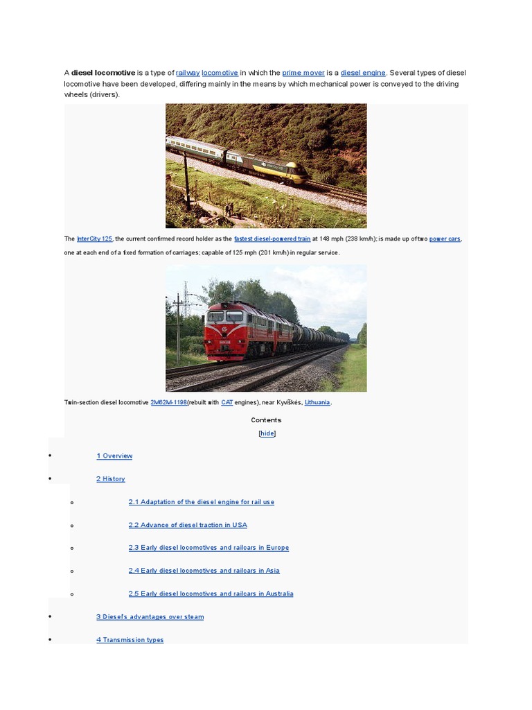 Diesel Loco | PDF | Transmission (Mechanics) | Steam Locomotive