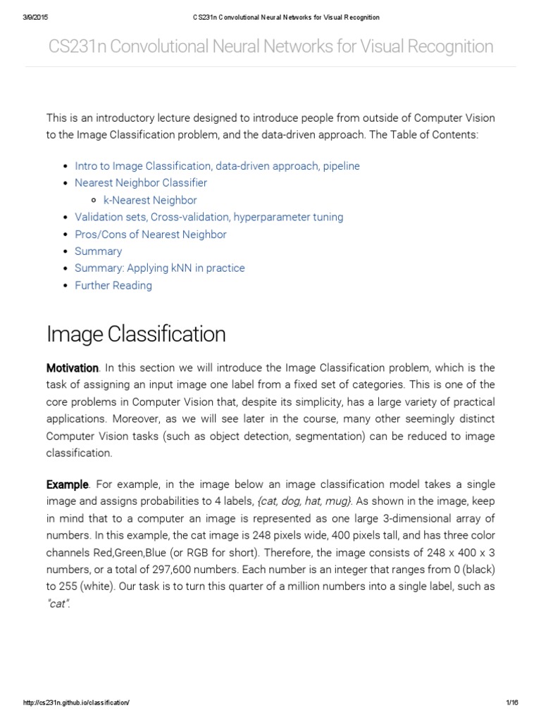 CS231n Convolutional Neural Networks For Visual Recognition PDF | PDF ...