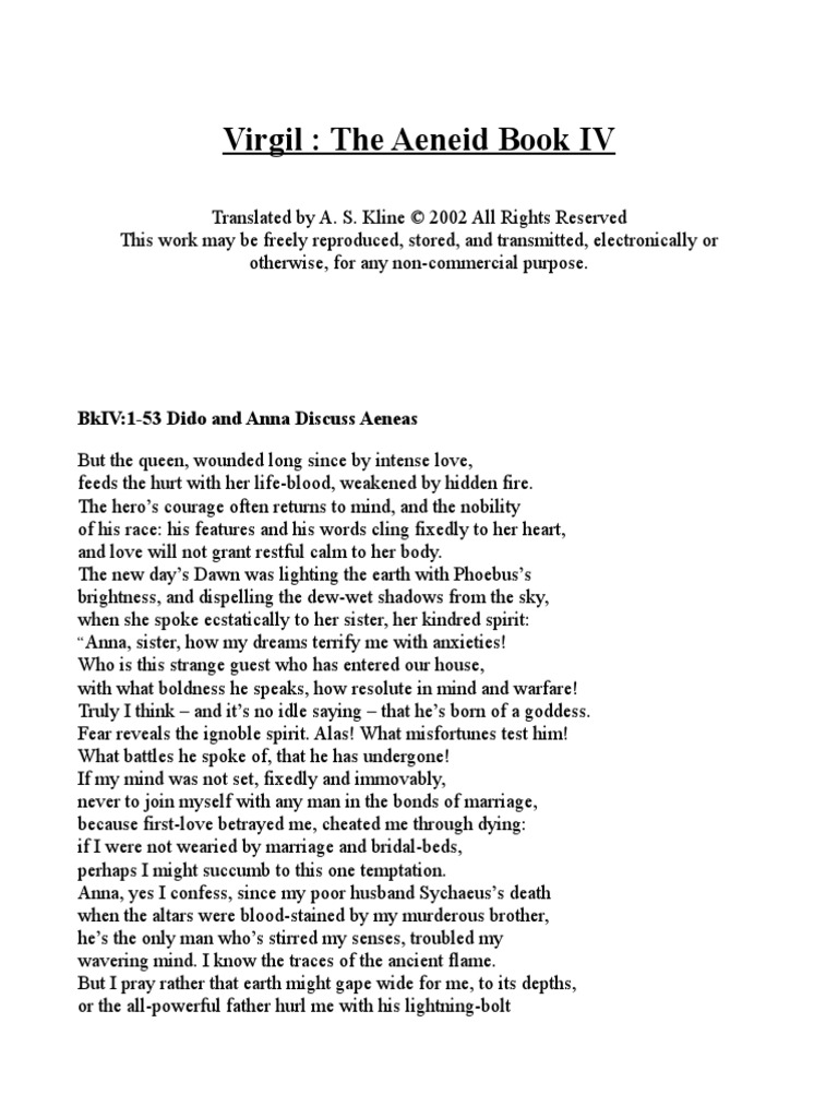 Aeneid IV - Virgil | PDF | Aeneid | Aeneas