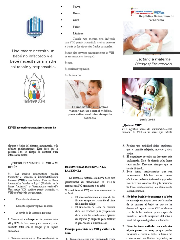 Triptico Lactancia Con Vih | VIH | Amamantamiento