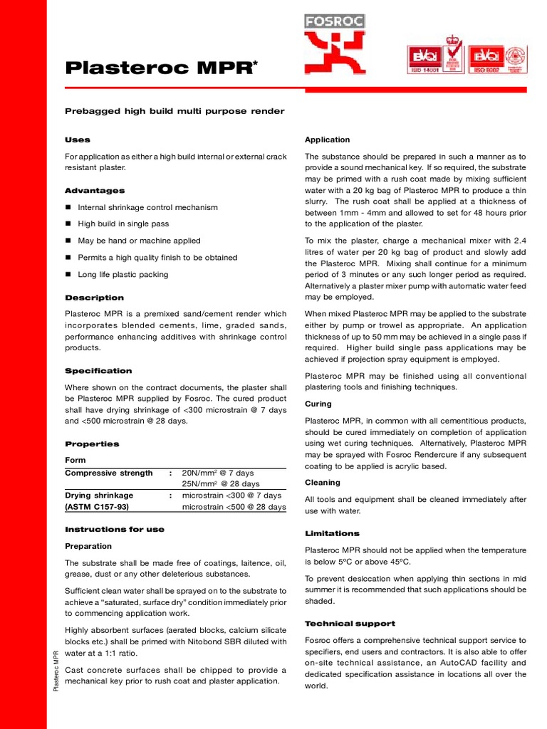Plasterroc MPR | PDF | Plaster | United Arab Emirates